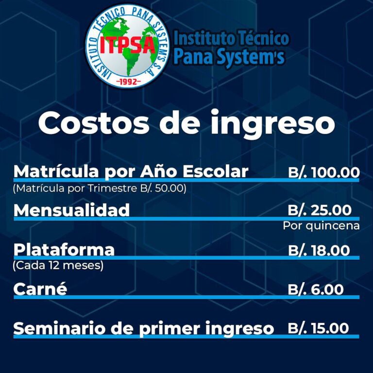 Costos y Requisitos de ingreso – Instituto Técnico Panasystems