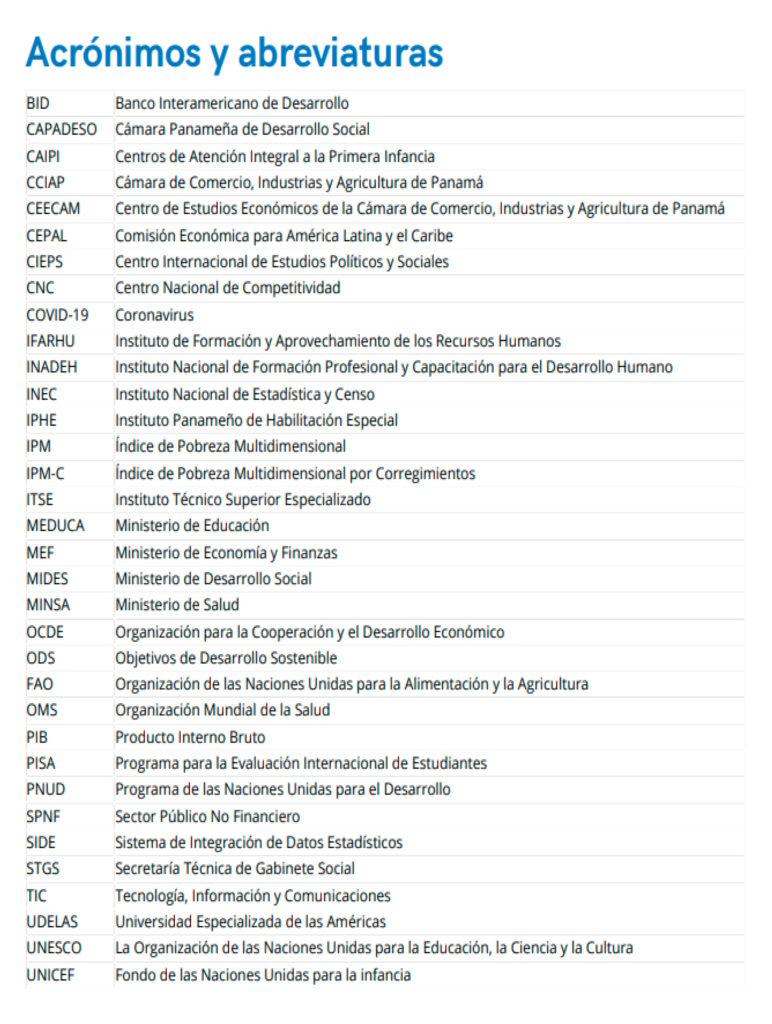 Acrónimos y abreviaturas que debes conocer de Panamá – Instituto Técnico Panasystems